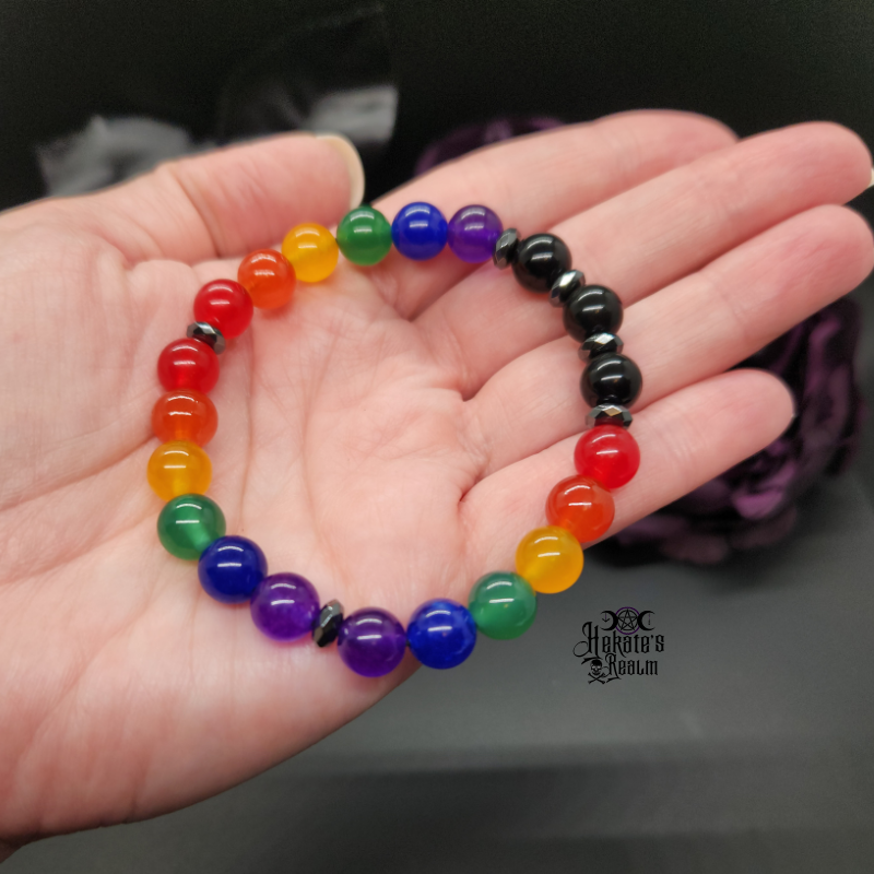 Rainbow Jade & Obsidian Bracelet – Hekate's Realm