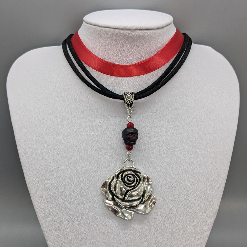 Layered Skull Rose Choker – HEKATE'S REALM