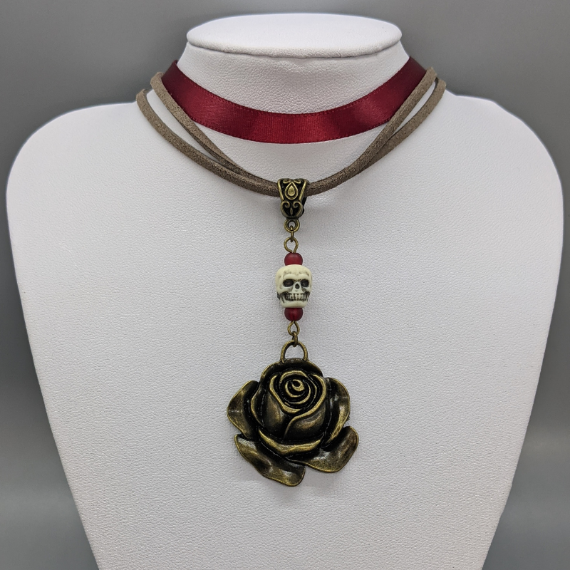 Layered Skull Rose Choker – HEKATE'S REALM